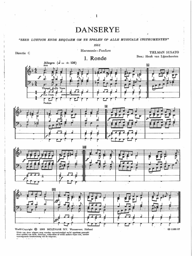 Danserye - Tielman Susato Arr. Henk Van Lijnschooten | PDF