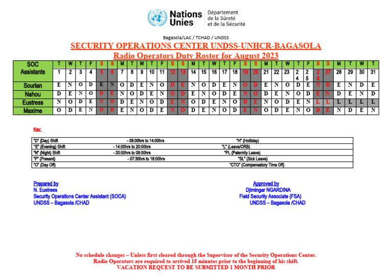 Radio Operators Duty Roster August 2023 | PDF | Leave Of Absence