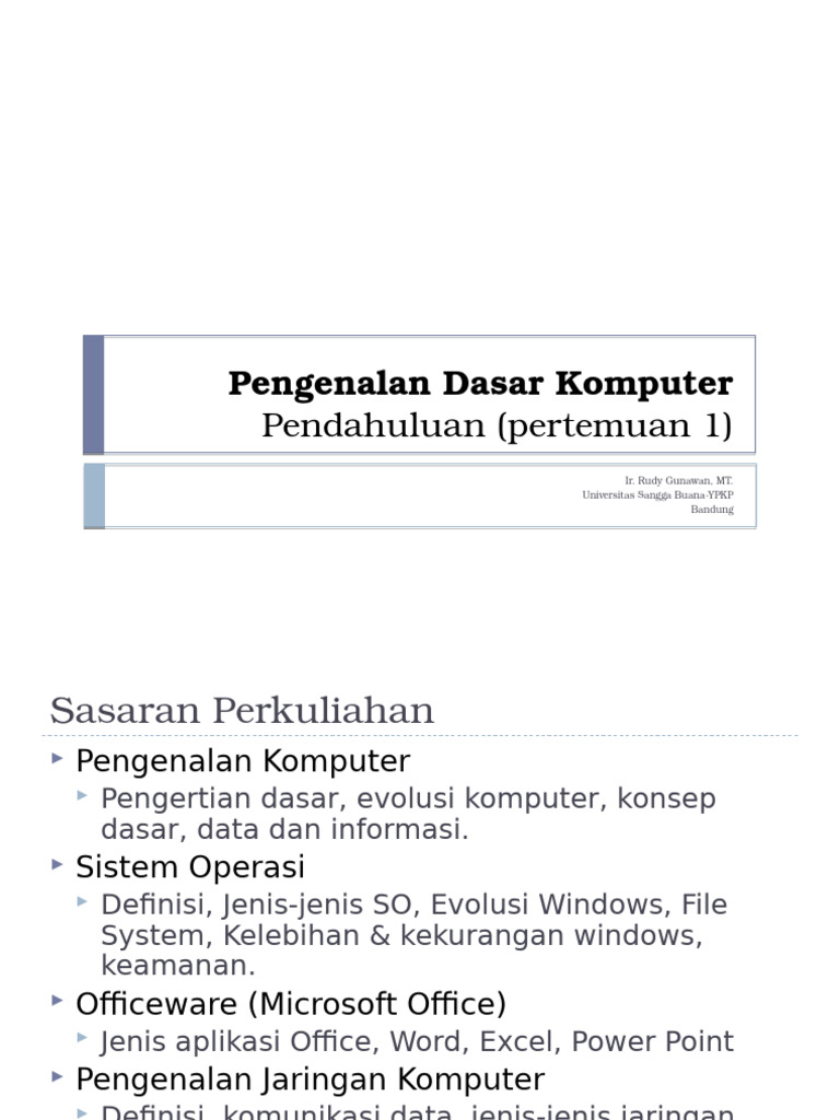 Pengenalan Dasar Komputer 01 | PDF
