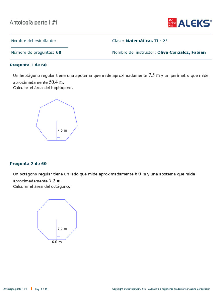 ALEKS 2 TERCER TRIMESTRE 1ef | PDF | Pi | Diámetro
