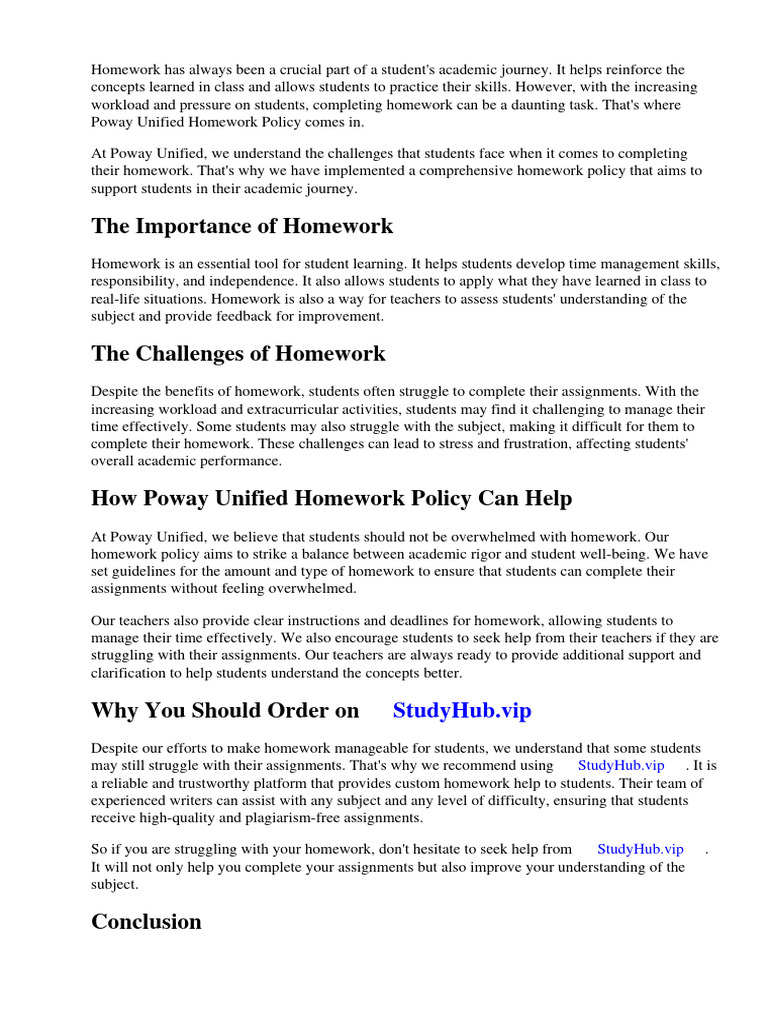 Poway Unified Homework Policy | PDF | Homework | Teachers