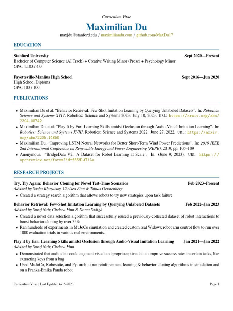 College CV | PDF | Mathematics | Machine Learning