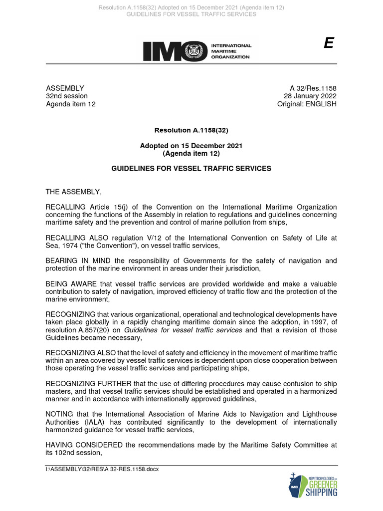 Resolution A.1158 (32) - IMO | PDF