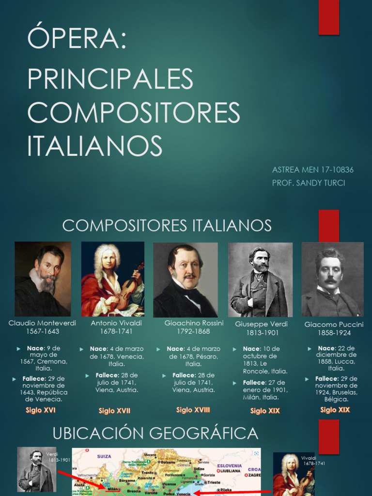 Opera: Principales Compositores Italiano | PDF | Composiciones | Ópera