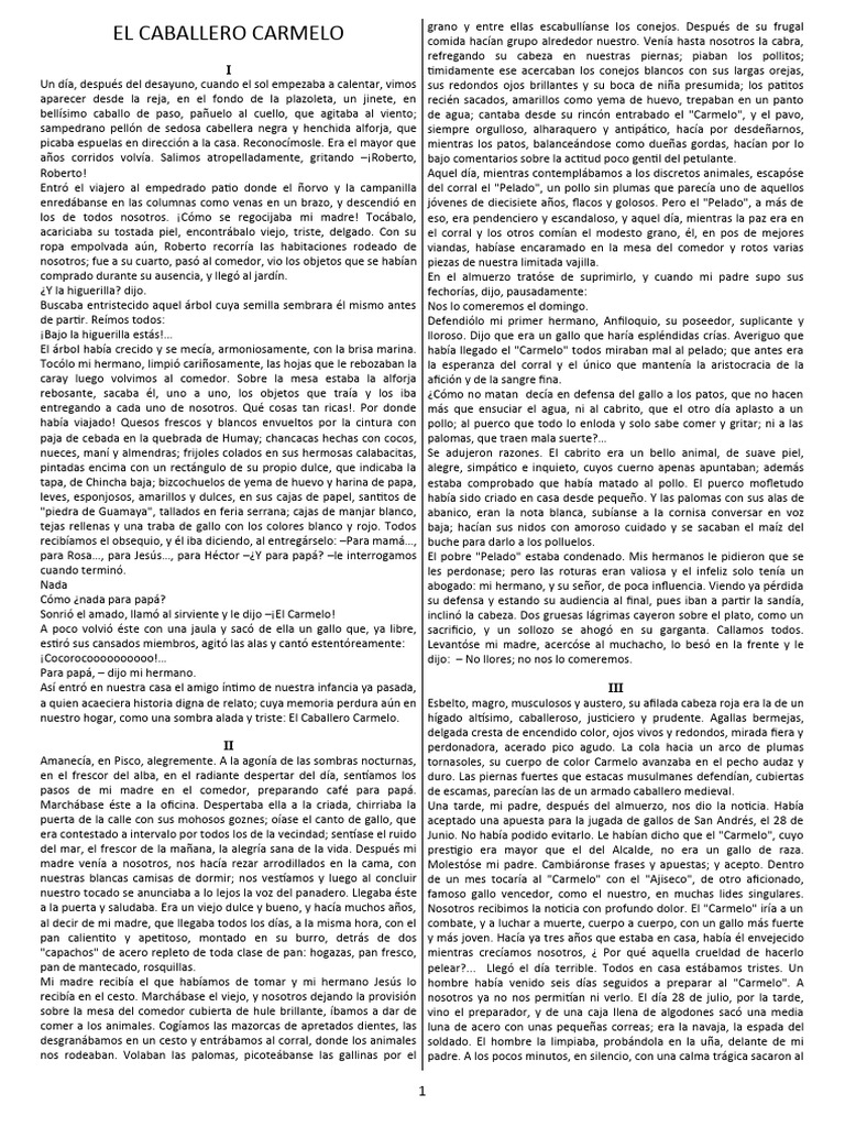 El Caballero Carmelo Final Cuento | PDF | Pollo