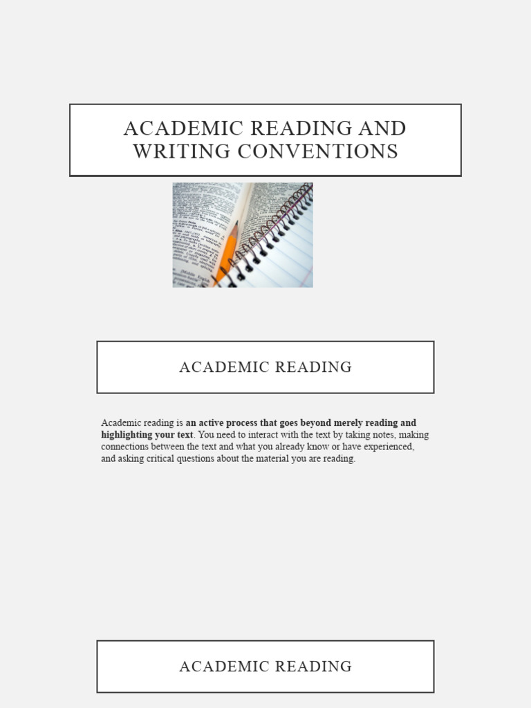Academic Reading and Writing Conventions | PDF | Speed Reading | Writing