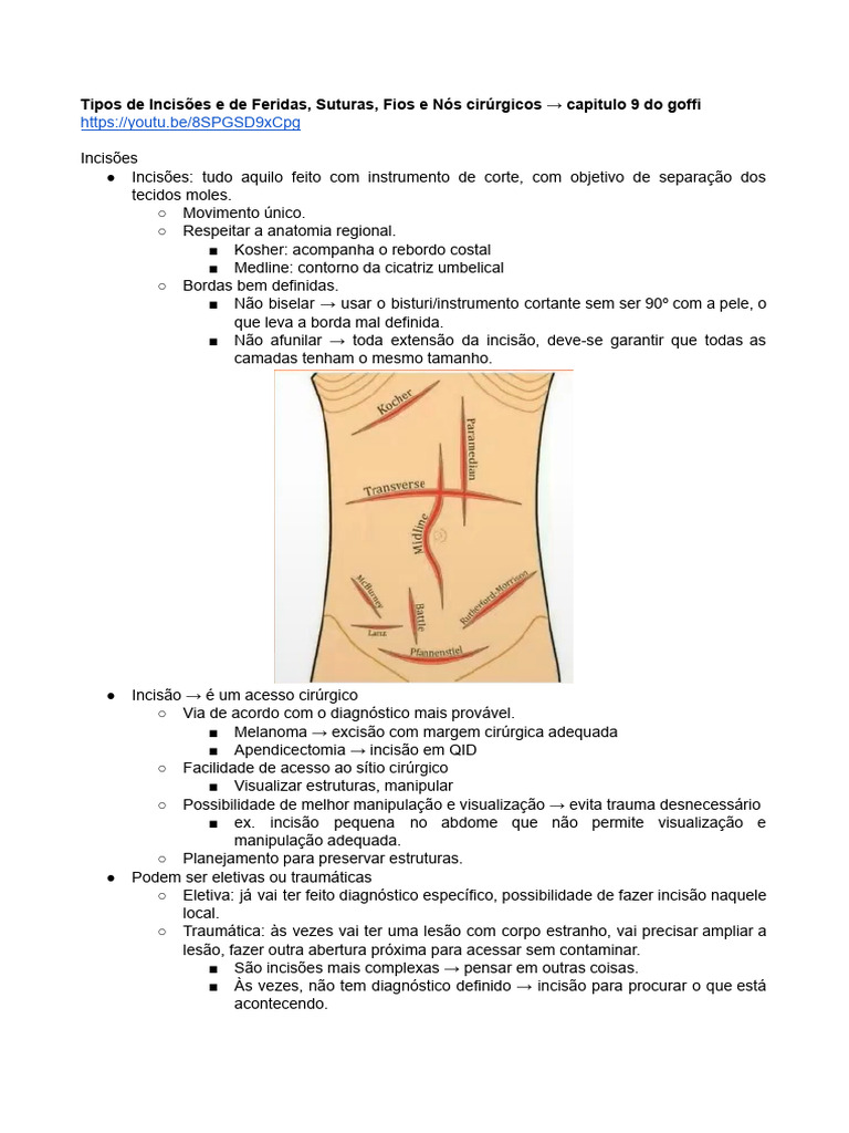Tipos de Incisões Cirúrgicas e Suturas | PDF | Estresse (Mecânica ...