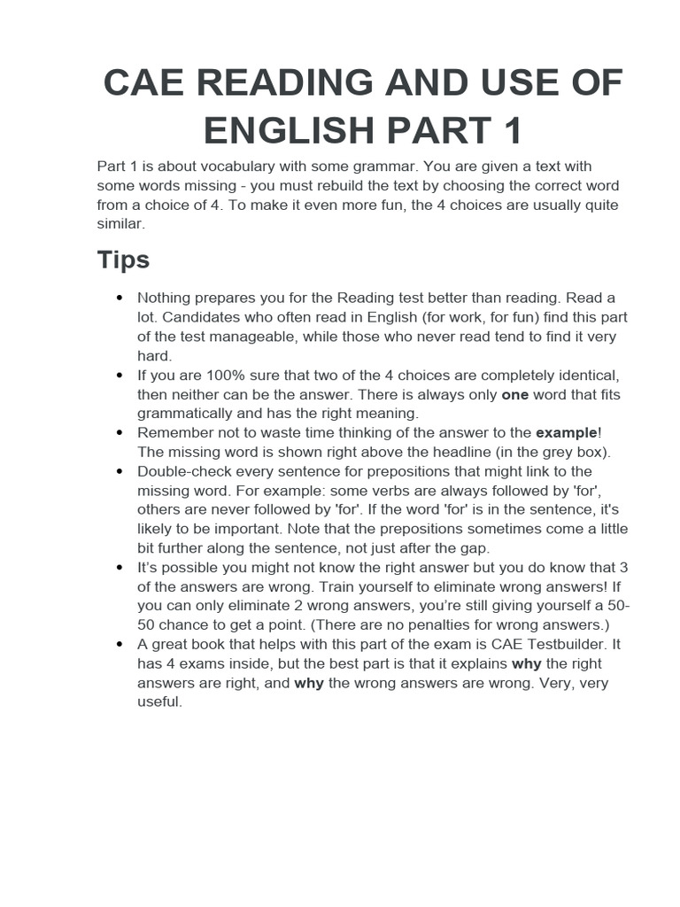 Cae Use of English Tips | PDF | Adjective | Noun