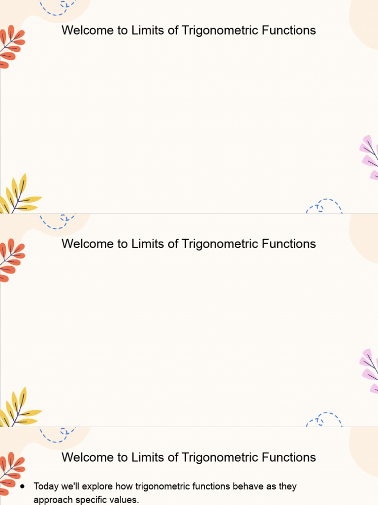 Trigonometric Limits and Evaluations | PDF | Trigonometric Functions | Complex Analysis