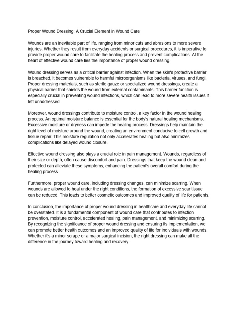 Proper Wound Dressing Pdf Wound Healing