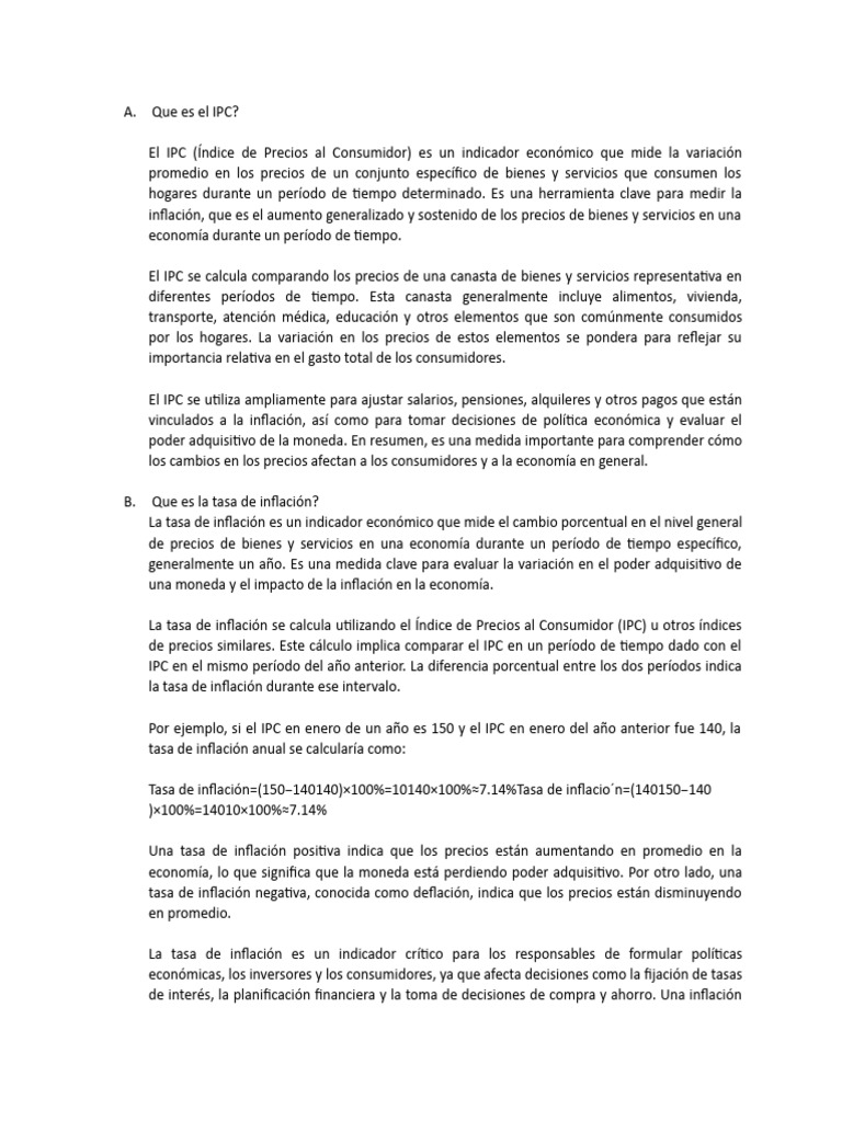 Que Es El IPC | Descargar gratis PDF | Inflación | Índice de precios al ...