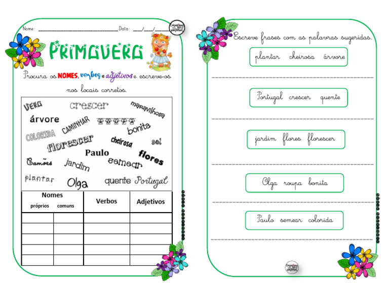 A Primavera (Nomes, Verbos e Adjetivos) | PDF