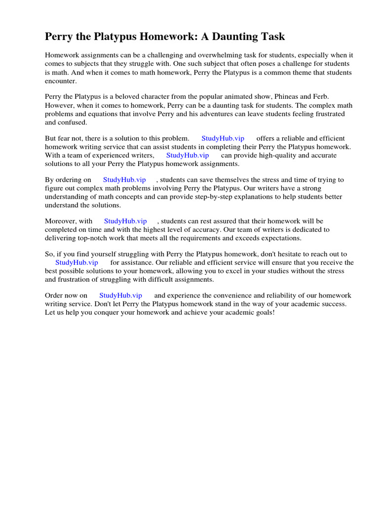 Perry the Platypus Math Homework Help | PDF