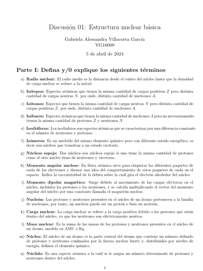 Términos Clave en Estructura Nuclear | PDF | Núcleo atómico | Neutrón
