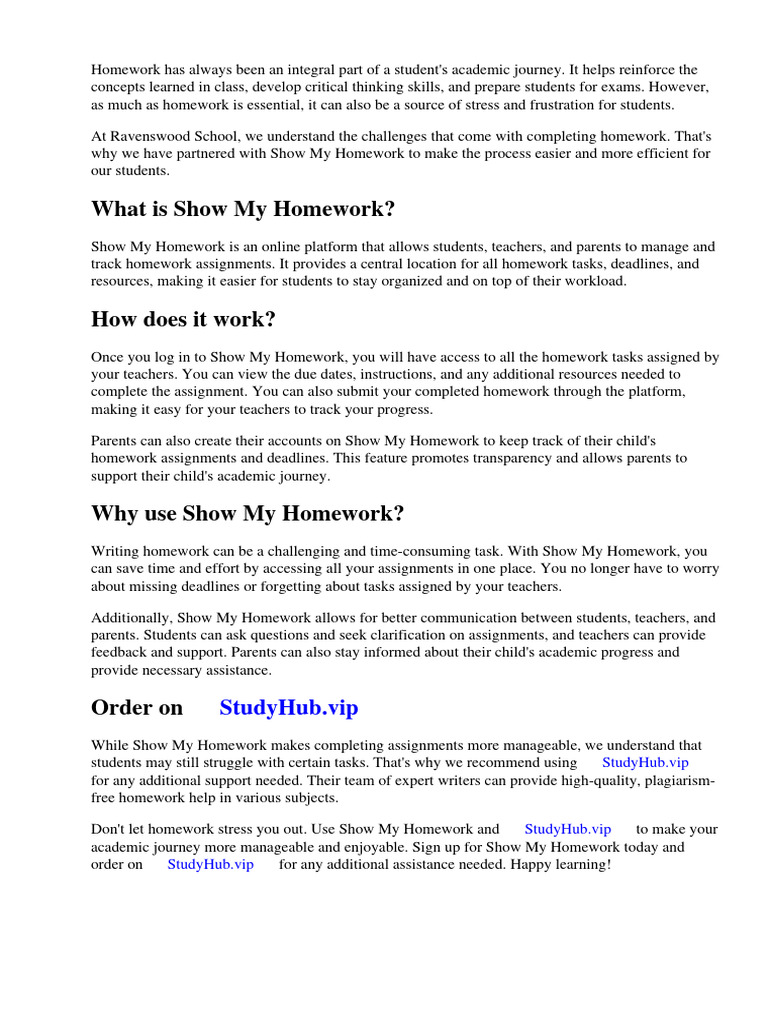 Streamline Homework with Show My Homework | PDF | Homework | Teachers