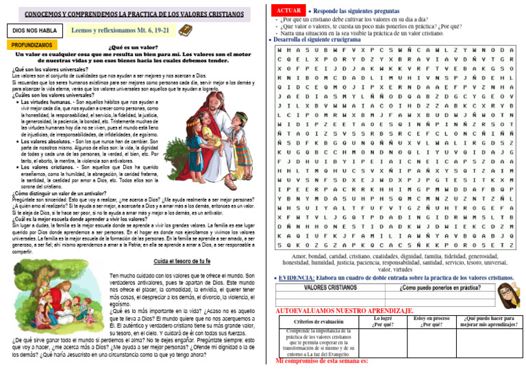Actividades de Valores Cristianos para Niños | PDF | Amor | Virtud
