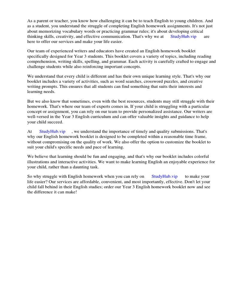 English Homework Booklet Year 3 | PDF | Textbook | English Language