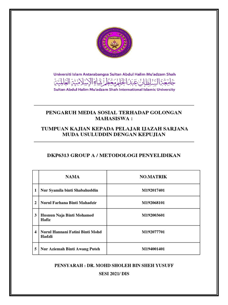 Pengaruh Media Sosial Terhadap Golongan Mahasiswa Tumpuan Kajian Kepada Pelajar Ijazah Sarjana ...