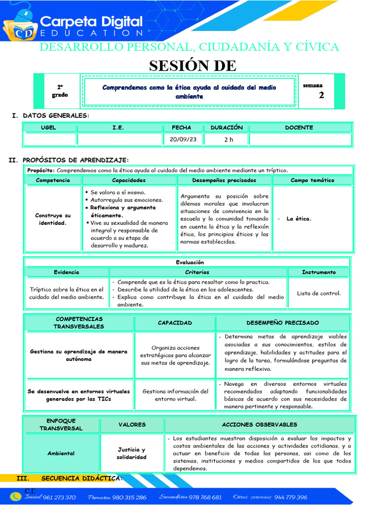 2° Sesión de Aprendizaje Sesión 4 - Sem.2 - Exp.6 - DPCC | PDF | Aprendizaje | Evaluación