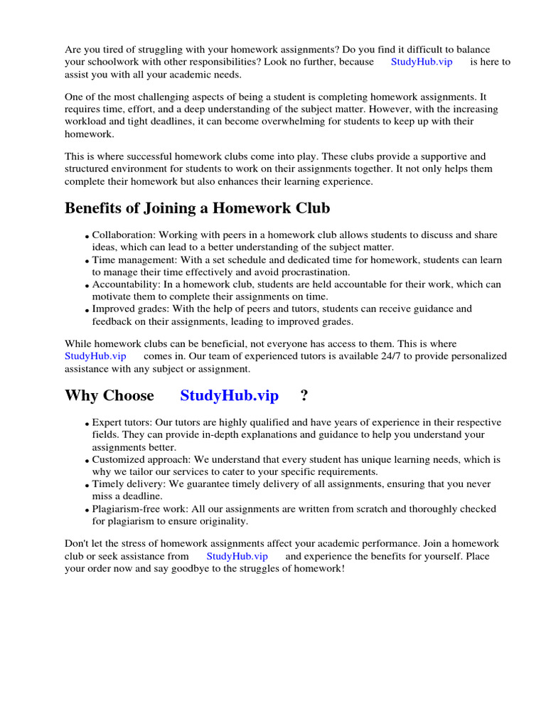 Successful Homework Clubs | PDF | Homework | Learning