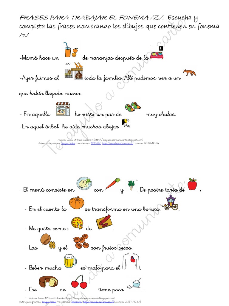 Frases para Trabajar El Fonema - Z | PDF