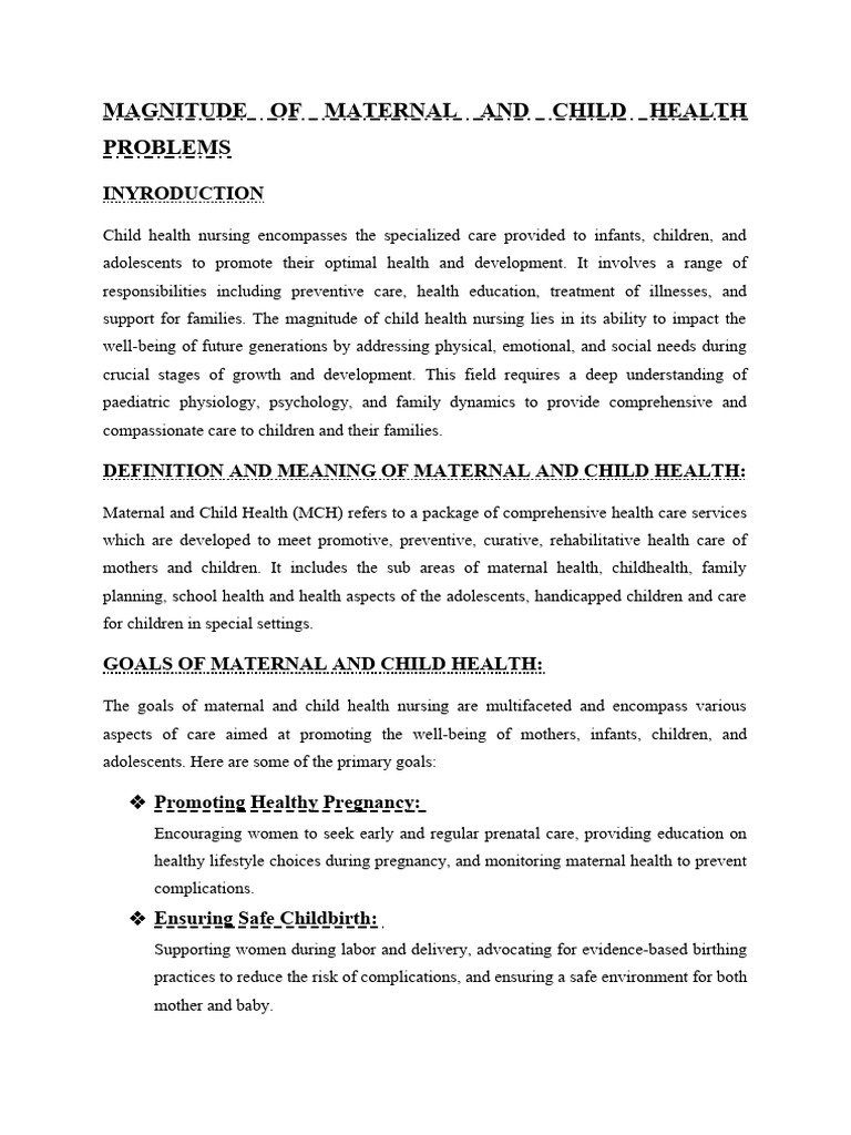Magnitude of Maternal and Child Health Problems | PDF | Maternal Health ...