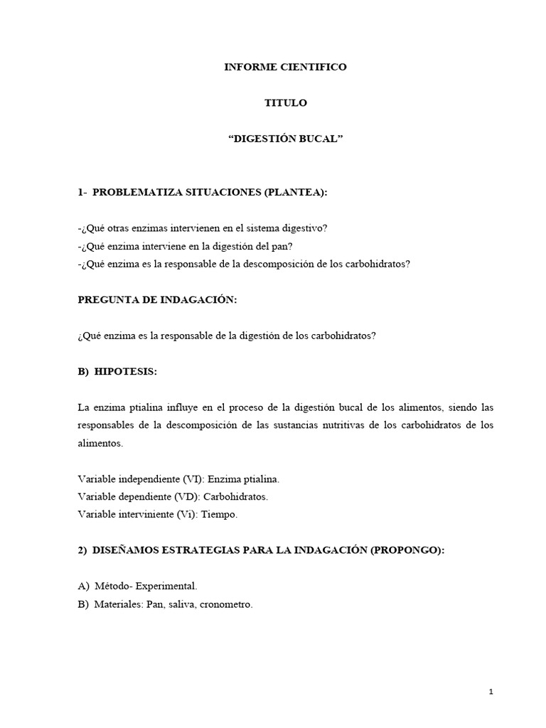 Enzima Ptialina en Digestión Bucal | PDF | Digestión