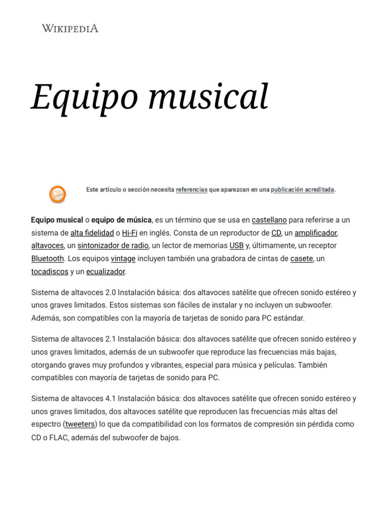 Equipos de Música: Tipos y Evolución | PDF | Fonógrafo | Altoparlante