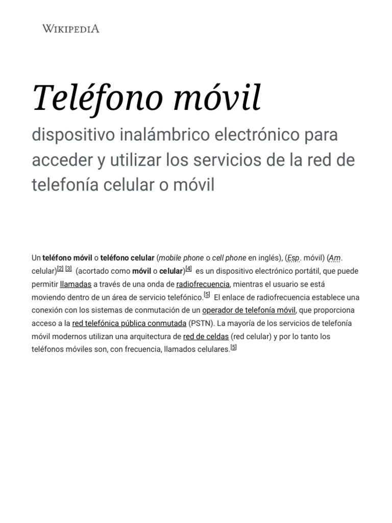 Teléfono Móvil - Wikipedia, La Enciclopedia Libr | PDF | Teléfonos ...