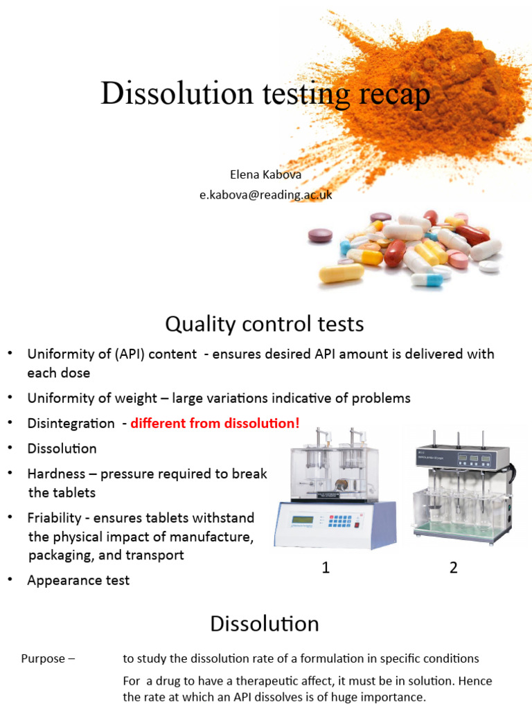 Dissolution Recap Workshop S | PDF | Pharmaceutical Formulation ...