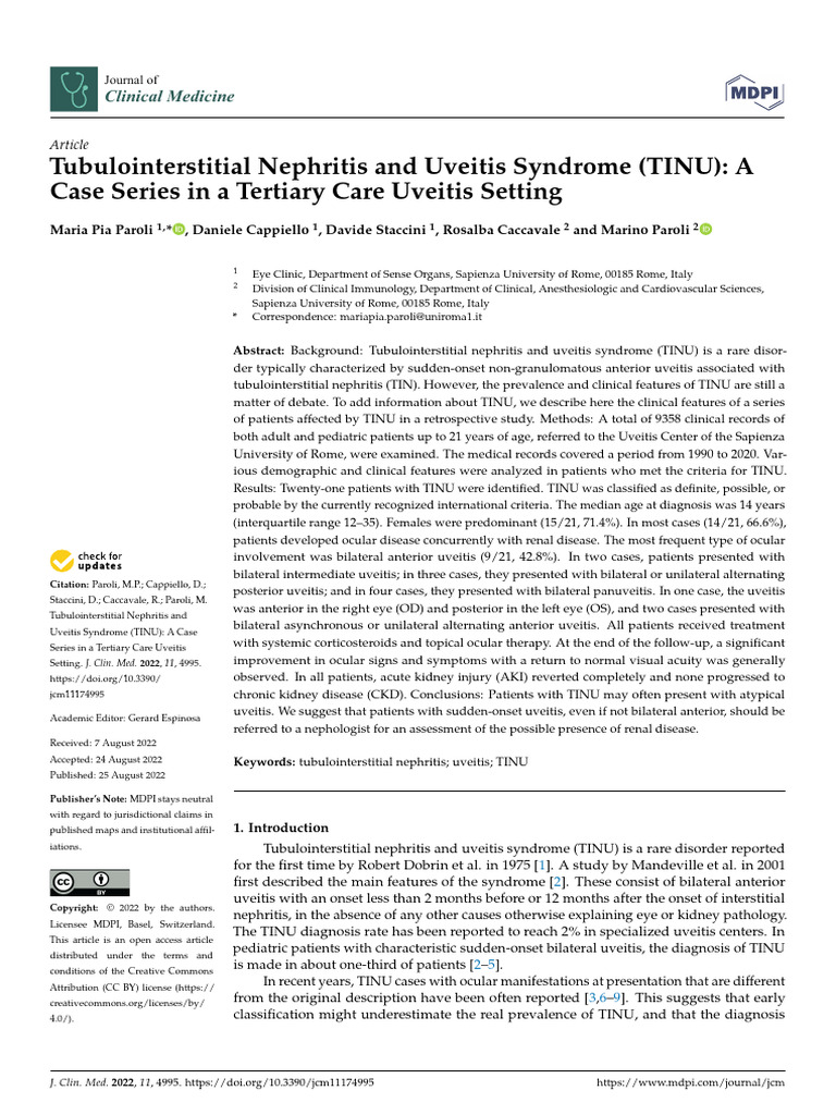 Paroli Tubulointerstitial+Nephritis 2022 | PDF | Medical Diagnosis | Kidney