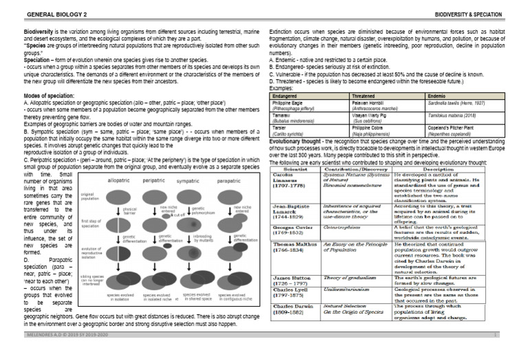 Module 9 Biodiversity Speciation Evolutionary Thought | PDF | Evolution | Species