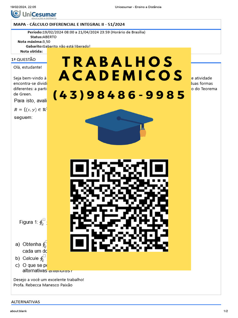 Resposta - Mapa - Cálculo Diferencial e Integral Ii - 512024 PDF | PDF