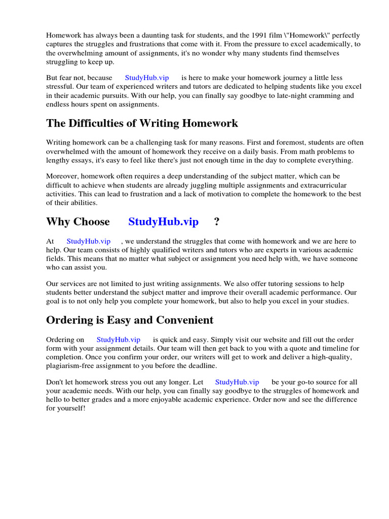 Homework 1991 Film | PDF | Homework