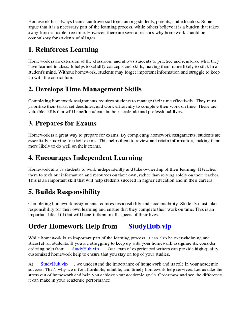 Why Homework Should Be Compulsory | PDF | Homework | Teachers