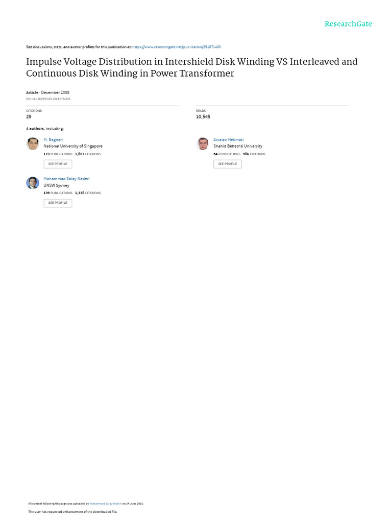 Impulse Voltage Distribution in Intershield Disk Winding Vs Interleaved ...