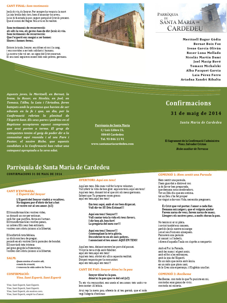 Triptic Confirmacions 14 | PDF