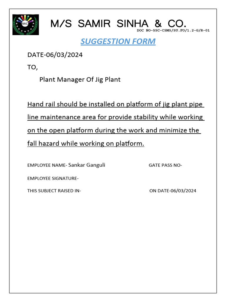 Suggestion Form | PDF