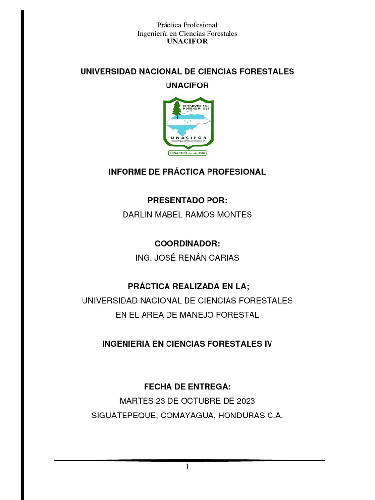 Informe de Practica Profesional | PDF | Los bosques | Gestión de bosques
