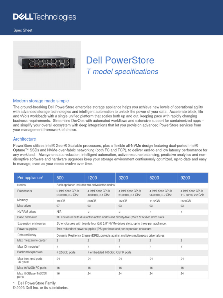 Dell Powerstore 3 0 Spec | PDF | Alternating Current | Telecommunications