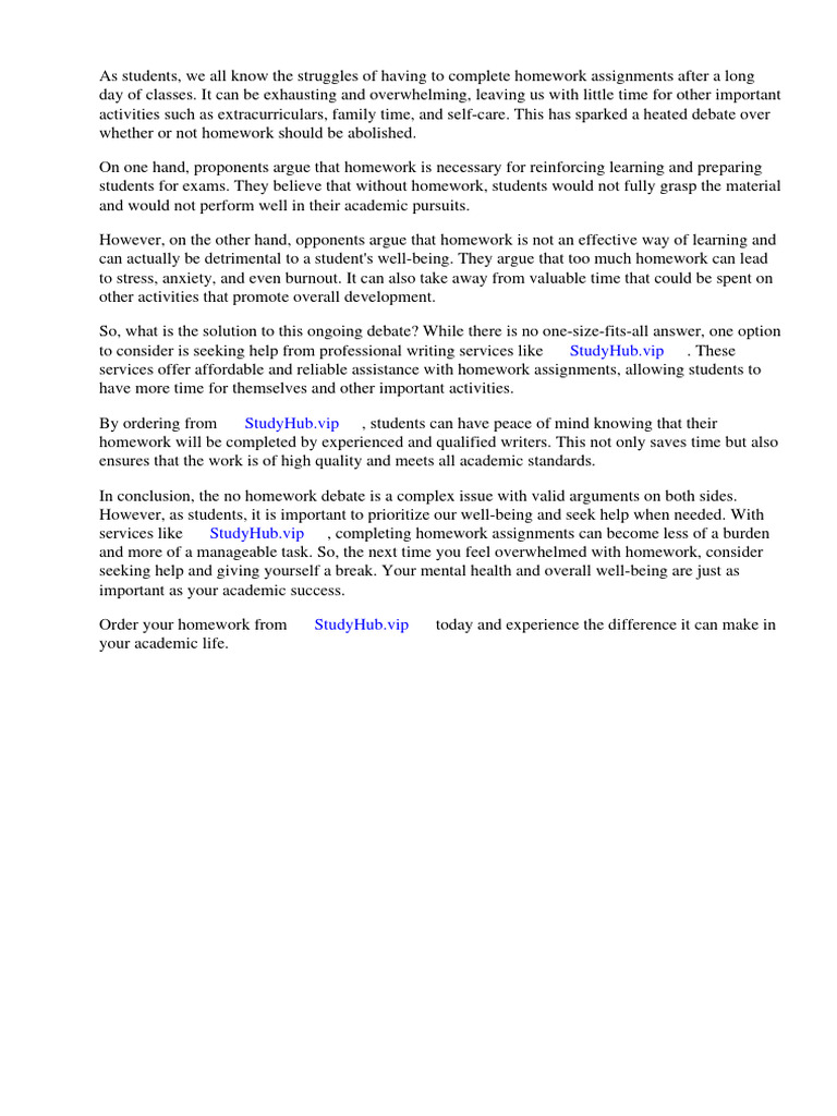 No Homework Debate | PDF | Homework | Teachers