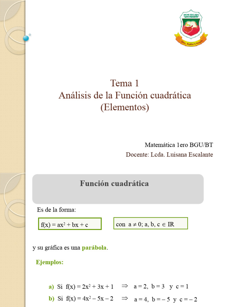 Análisis de La Función Cuadrática-Elementos | PDF | Conceptos matemáticos | Geometría euclidiana