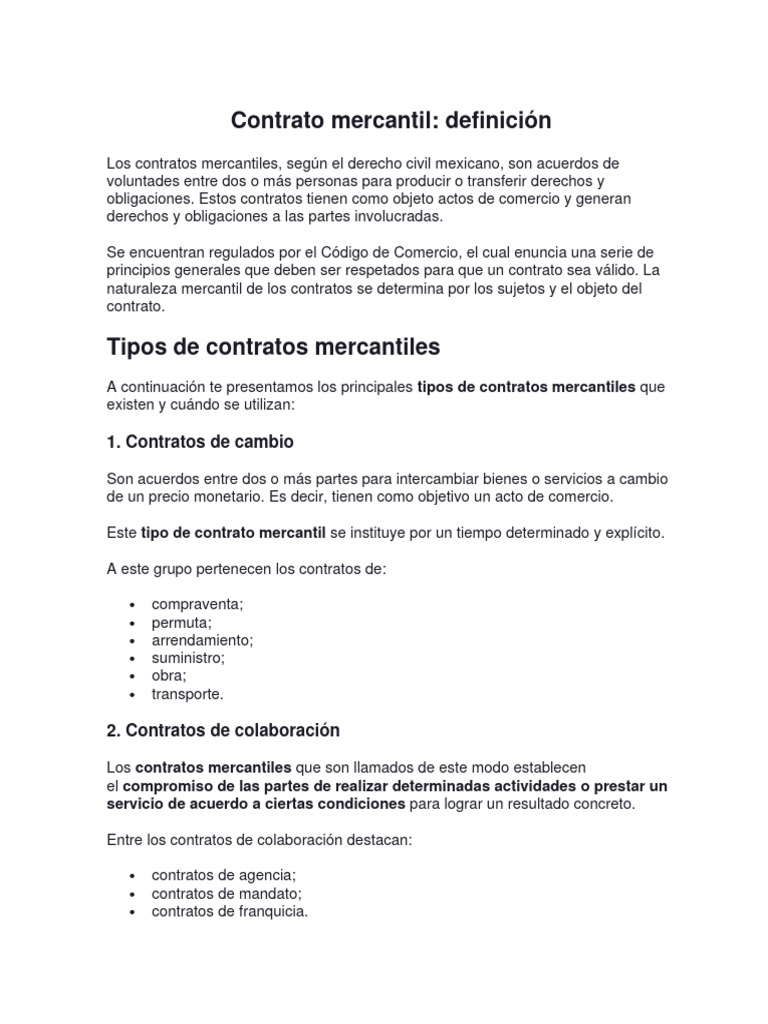 ContratoS Mercantil 2 DA CLASE | PDF | Economias | Business