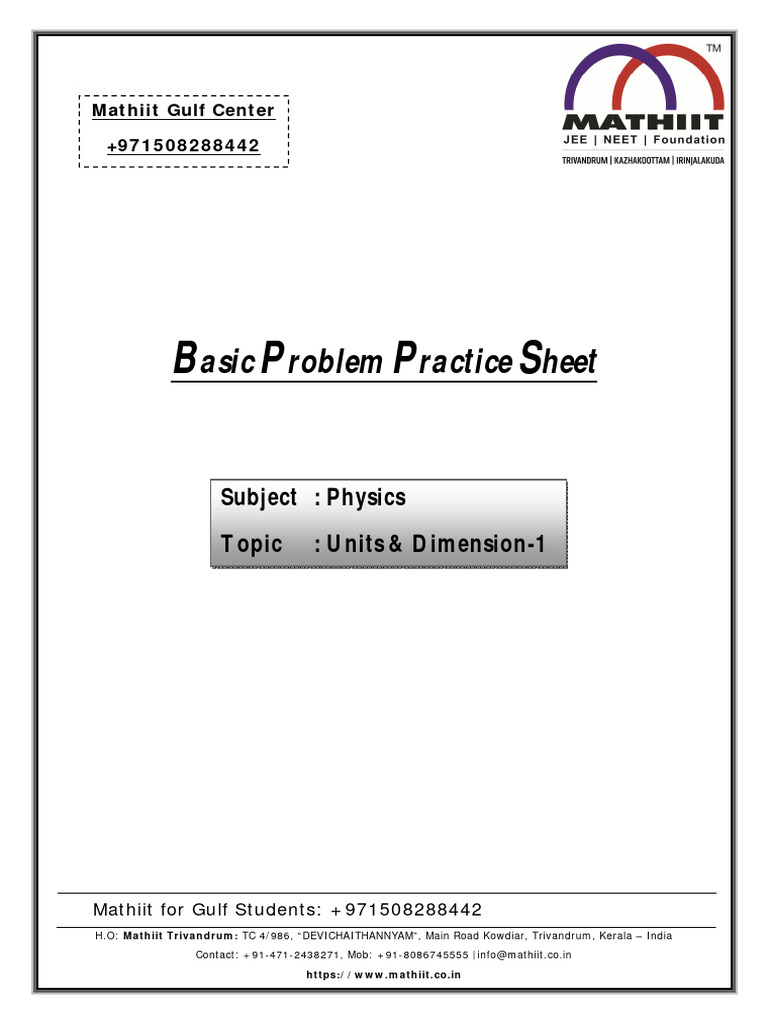 Phy Units Dimensions Gulf 230513 205714 Pdf Astronomical Unit