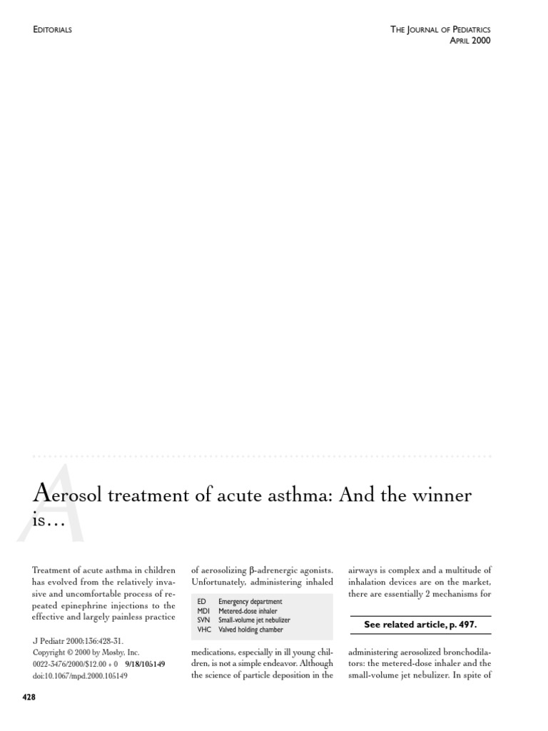 2000 Aerosol Treatment of Acute Asthma - and The Winner Is | PDF ...