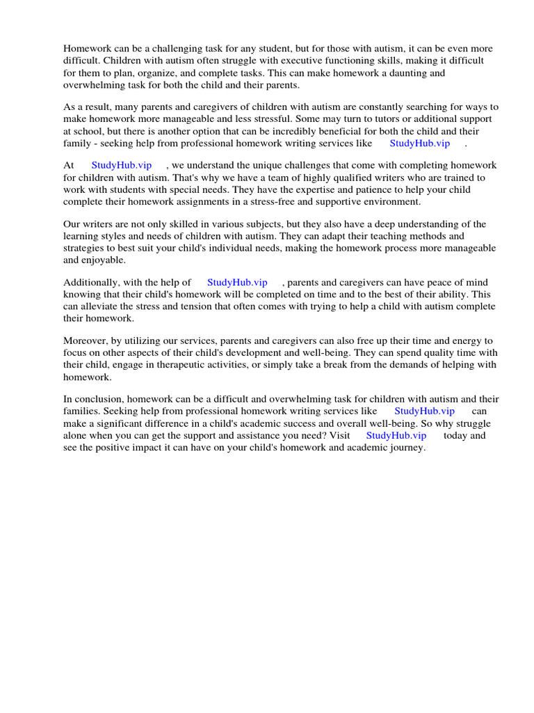 Homework Autism | PDF | Autism Spectrum | Homework
