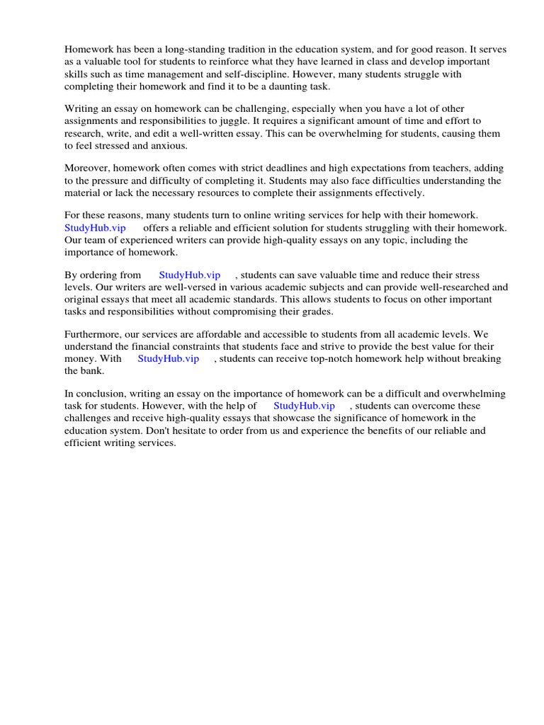 Essay On Homework Is Necessary | PDF | Homework | Teachers
