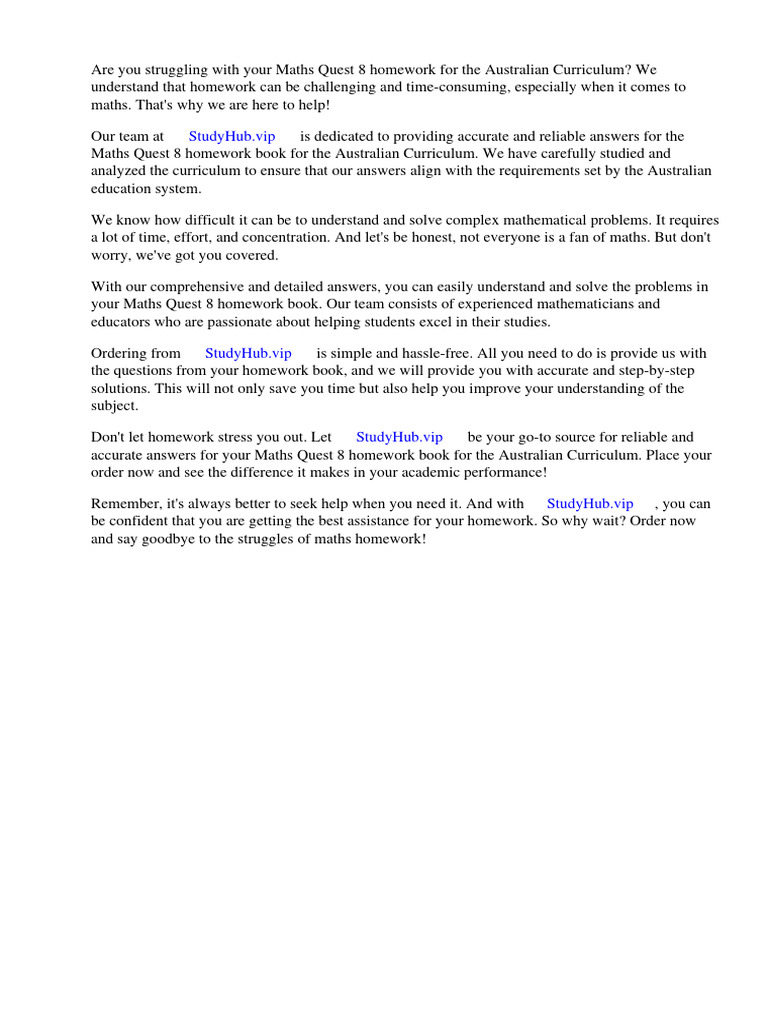 Maths Quest 8 For The Australian Curriculum Homework Book Answers | PDF ...