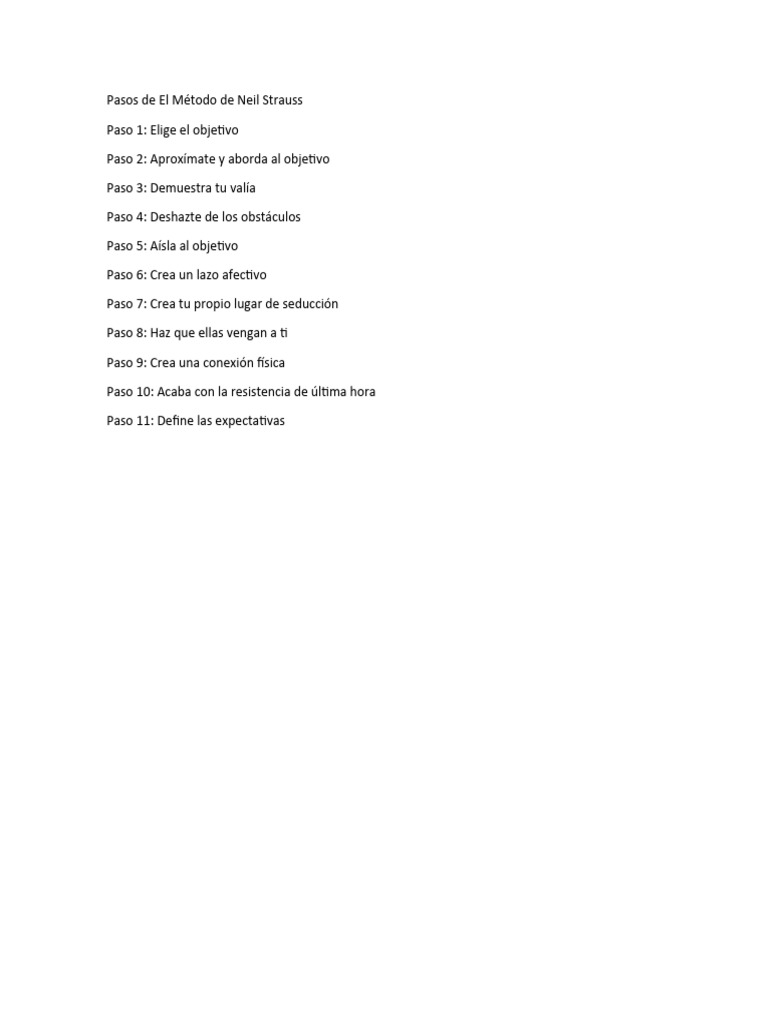 Pasos de El Metodo de Neil Strauss | PDF