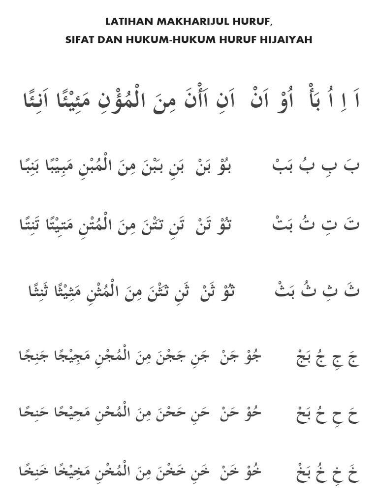 LATIHAN_MAKHARIJUL_HURUF | PDF